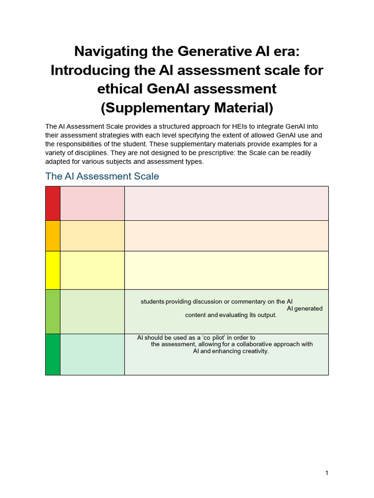 AI Assessment Scale Supplementary Material | PDF | Artificial ...