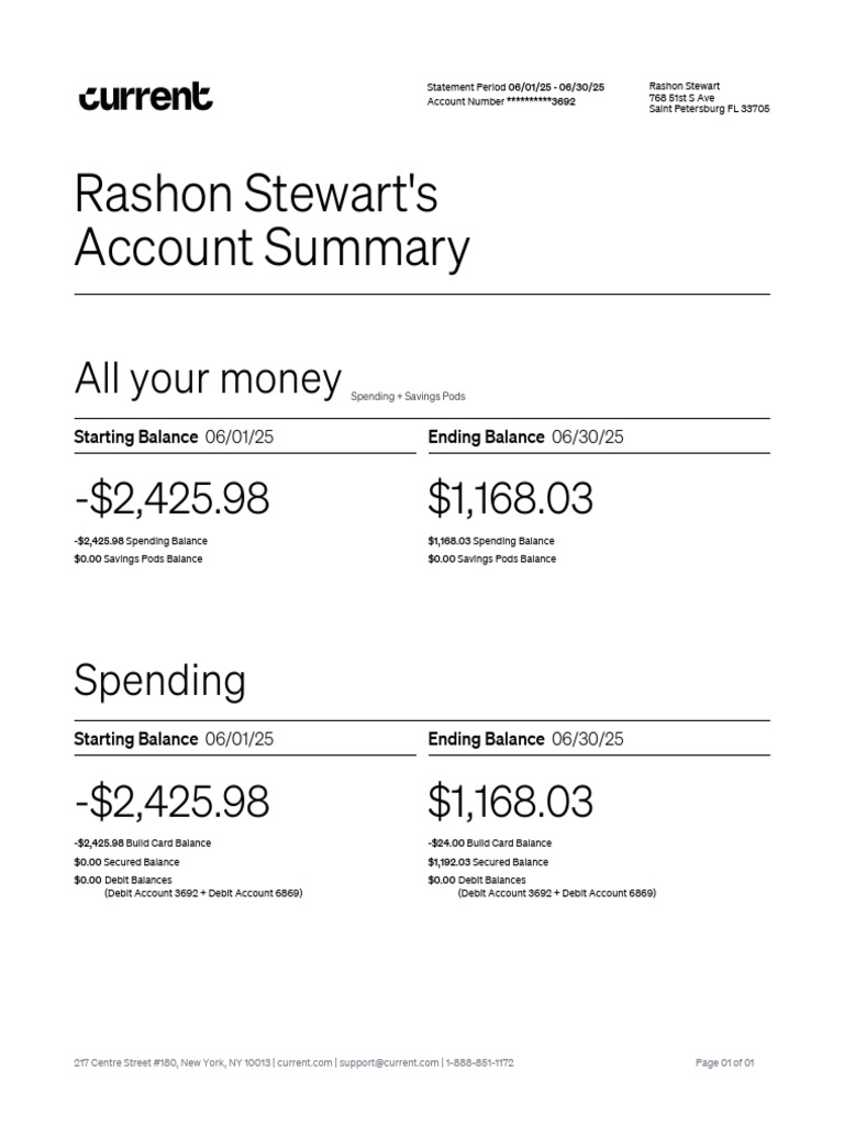 Rashon Stewart's Account Summary Report | PDF