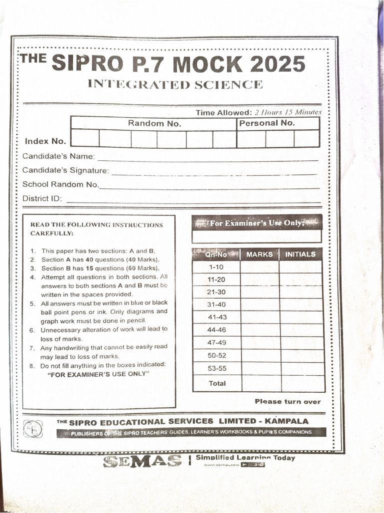 Mock Scie Sipro 2025 | PDF