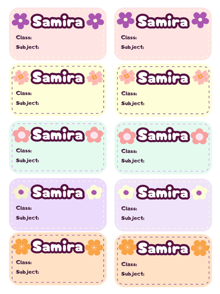 Pastel Colorful Cute Name Label School Document A4 - 20250607 - 140446 ...