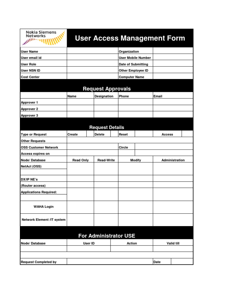 OSS User Access Form | PDF