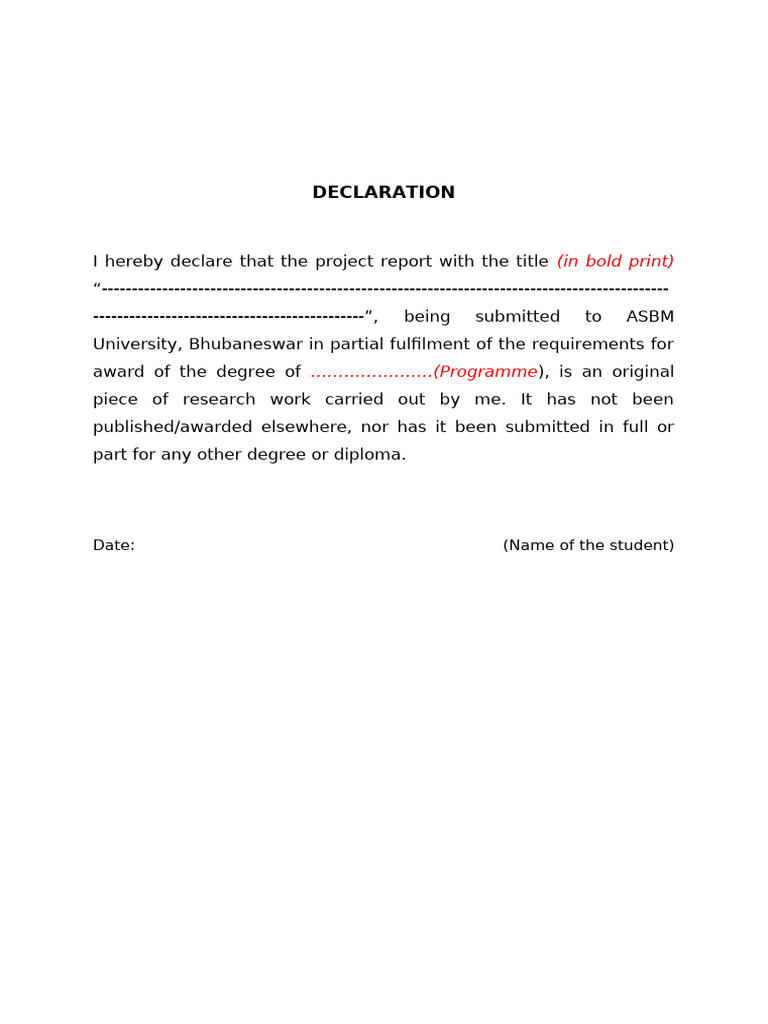 Dissertation - Student's Declaration 1 | PDF