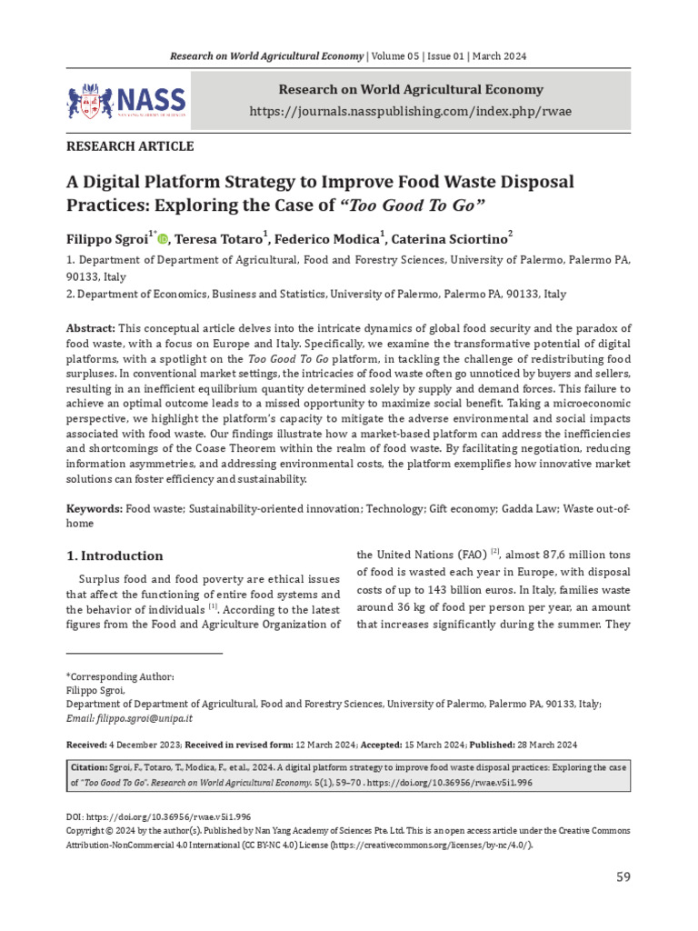 A Digital Platform Strategy To Improve Food Waste | PDF | Market ...