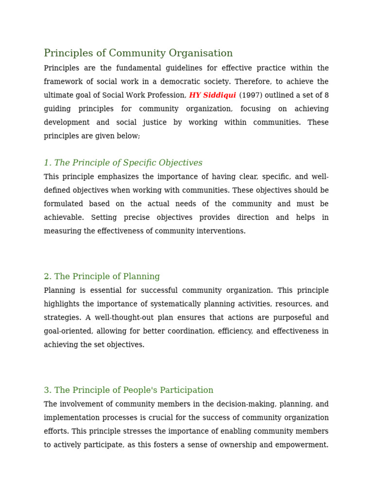 8 Principles of Community Organization | PDF | Community | Social ...