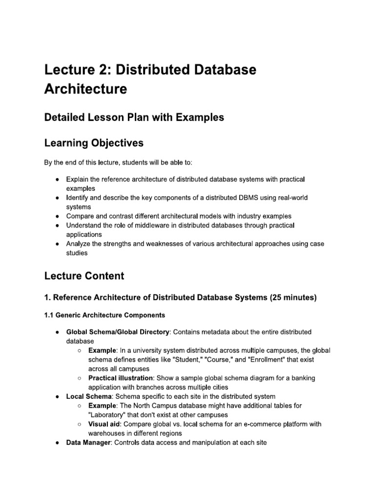 Distributed Database Architecture | PDF