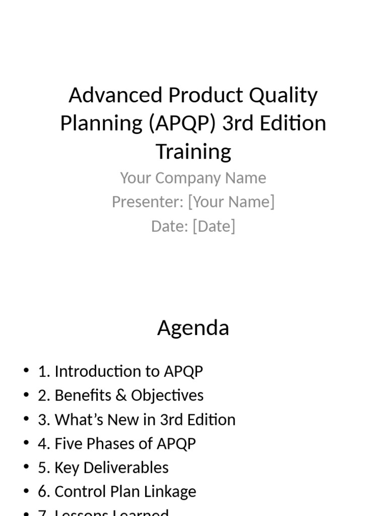 APQP 3rd Edition Training Draft | PDF