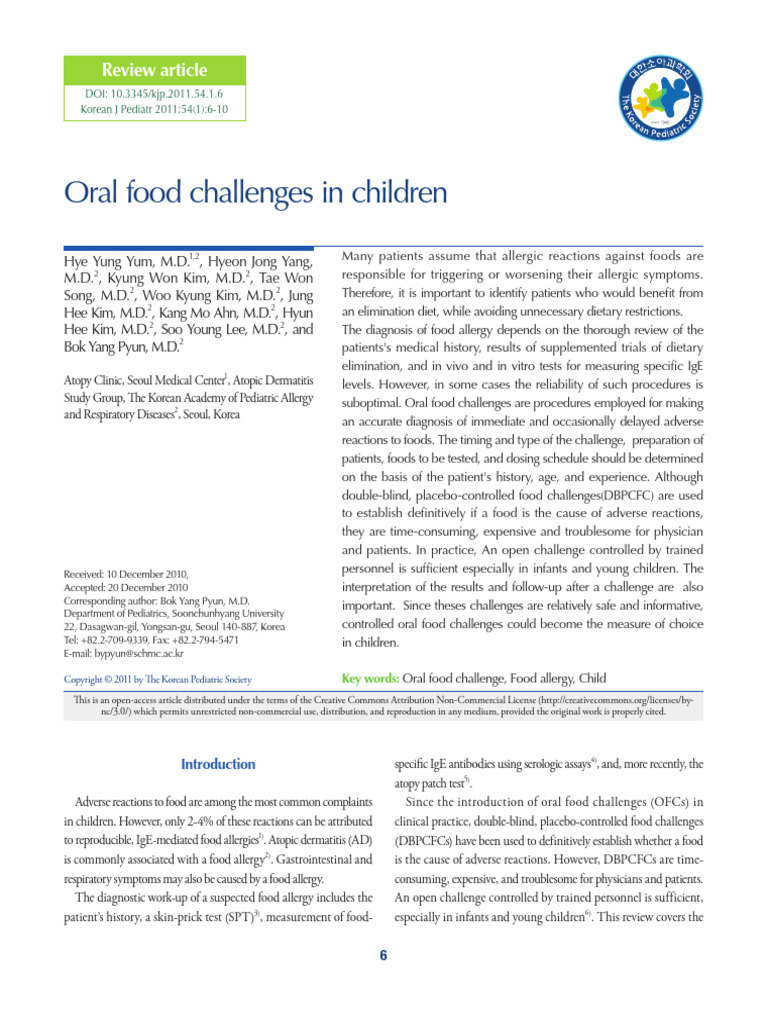 Oral Food Challenges in Children | PDF | Allergy | Food Allergy