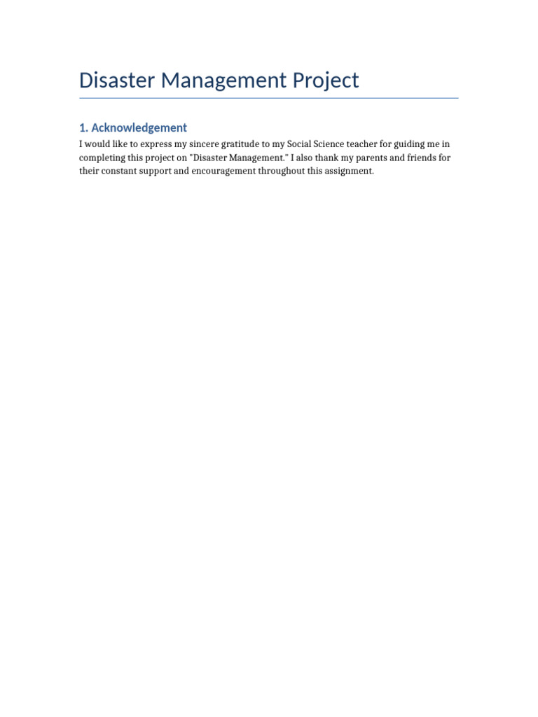 Class 9 Disaster Management Project | PDF | Natural Disasters ...