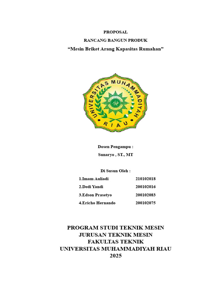 Proposal Rancangan Mesin Briket | PDF