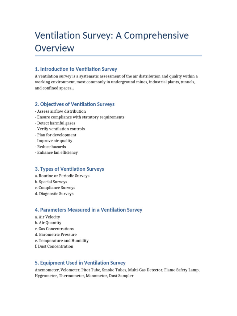 Ventilation Survey Overview and Practices | PDF