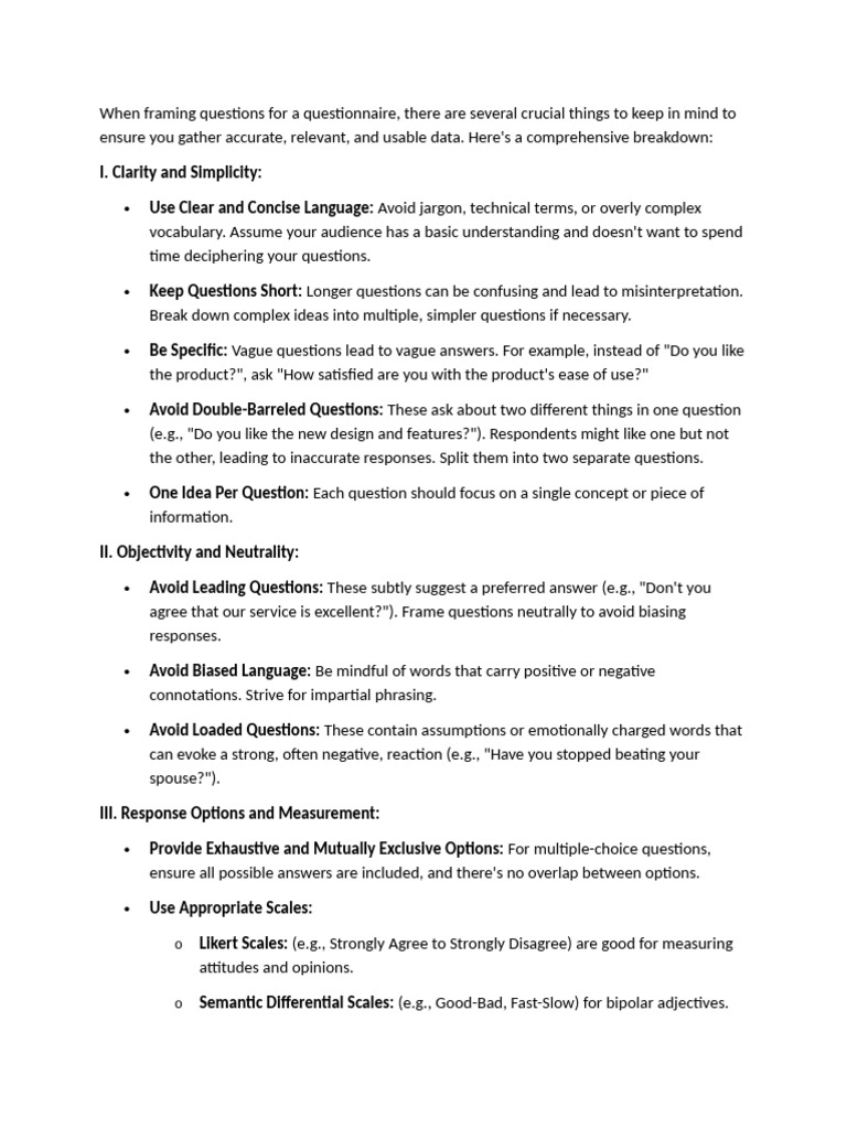 Effective Question Framing Techniques | PDF | Questionnaire | Cognition