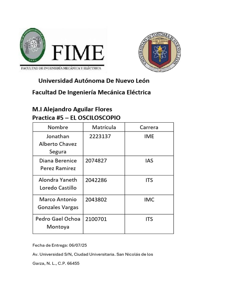 Practica 5 Lab Fis 3 | PDF | Frecuencia | Amplitud