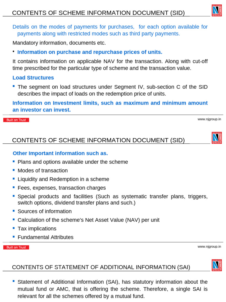 Contents of Scheme Information Document (Sid) | PDF | Investment Fund ...