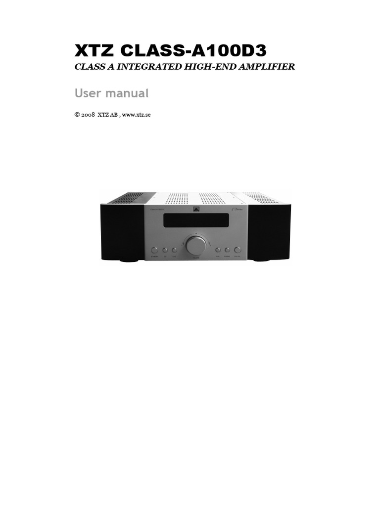 Class A100 d3 ManualBrochure1 3 | PDF | Amplifier | Loudspeaker