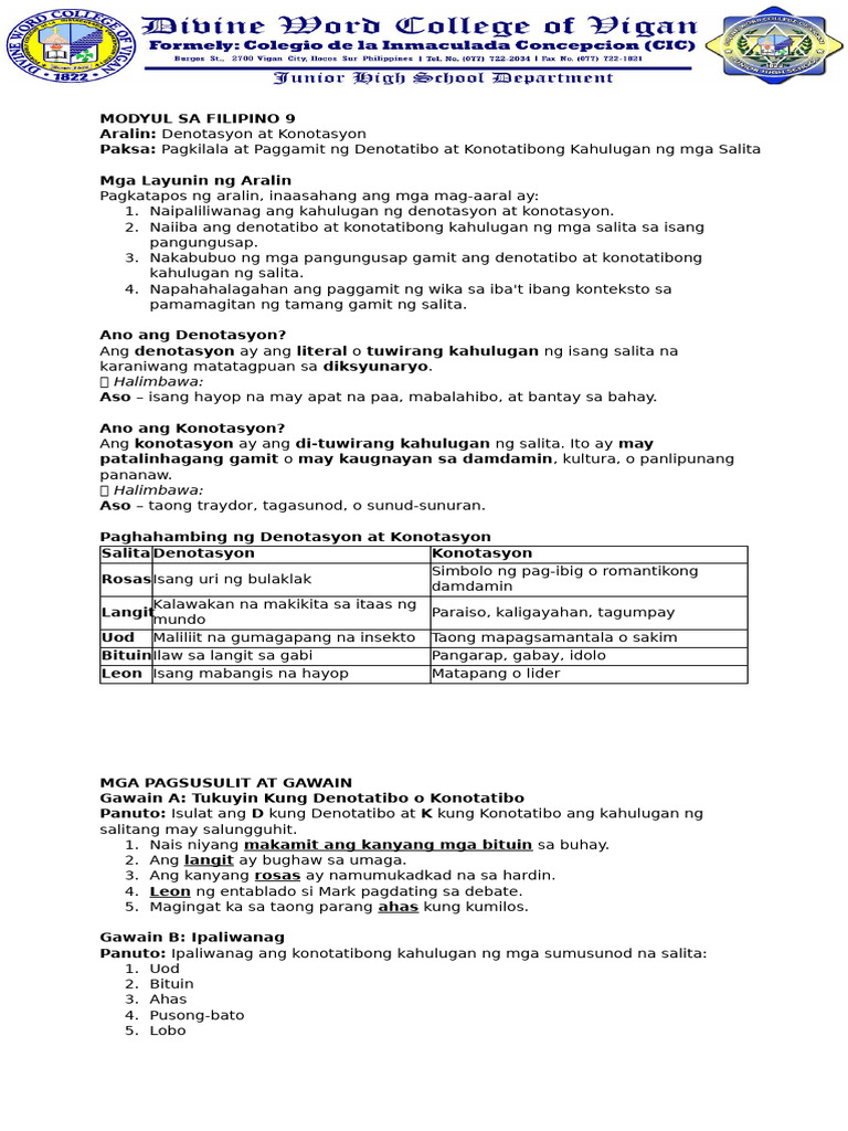 Modyul Sa Filipino 9 | PDF