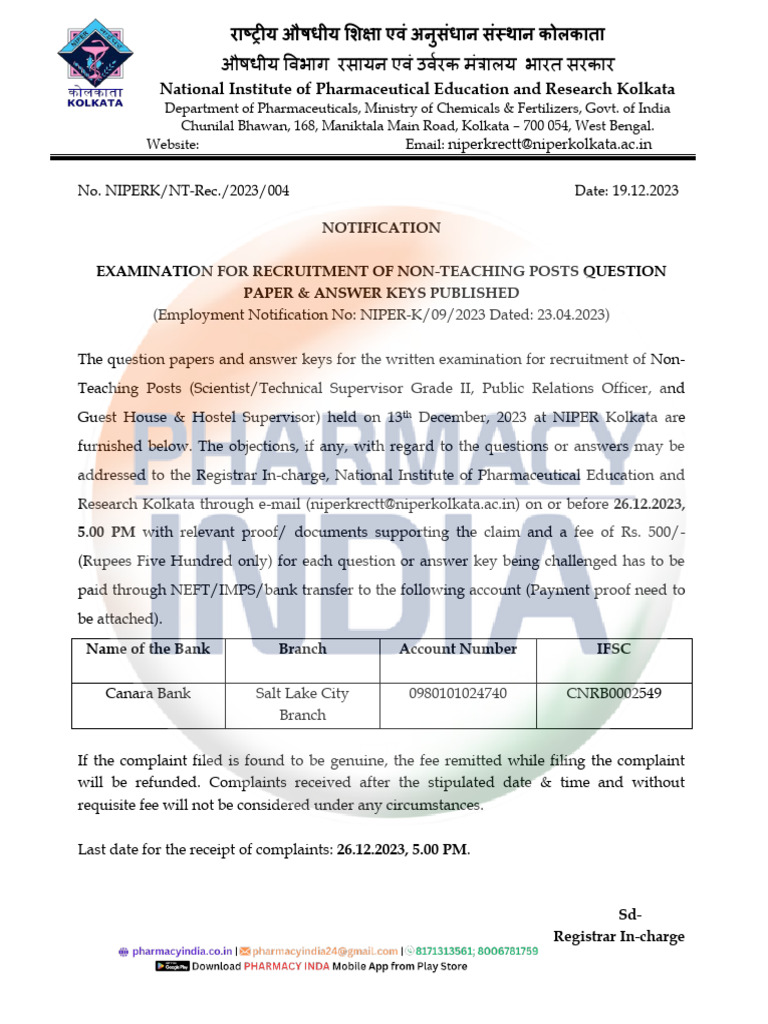 NIPER Scientist Exam 2023 2 | PDF | High Performance Liquid ...