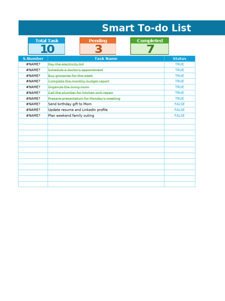 Smart To Do List in Excel | PDF