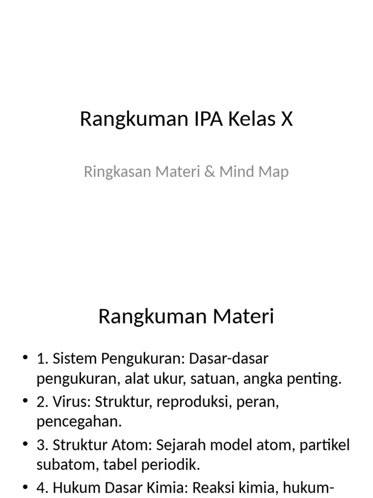 Rangkuman MindMap IPA Kelas X | PDF