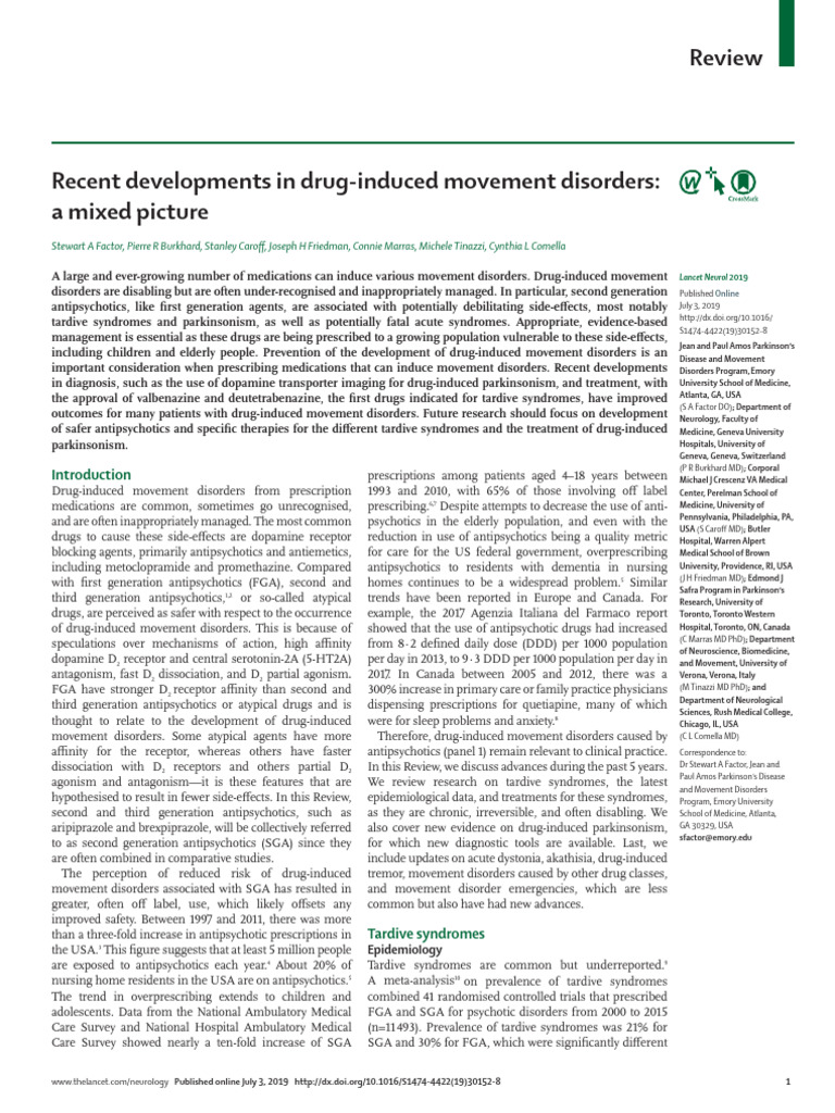 Drug-Induced Movement Disorders Review | PDF | Antipsychotic | Deep ...