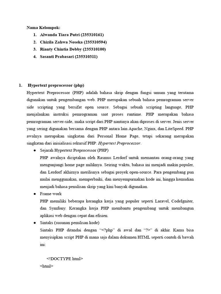 Tugas Teori Pemograman Web | PDF