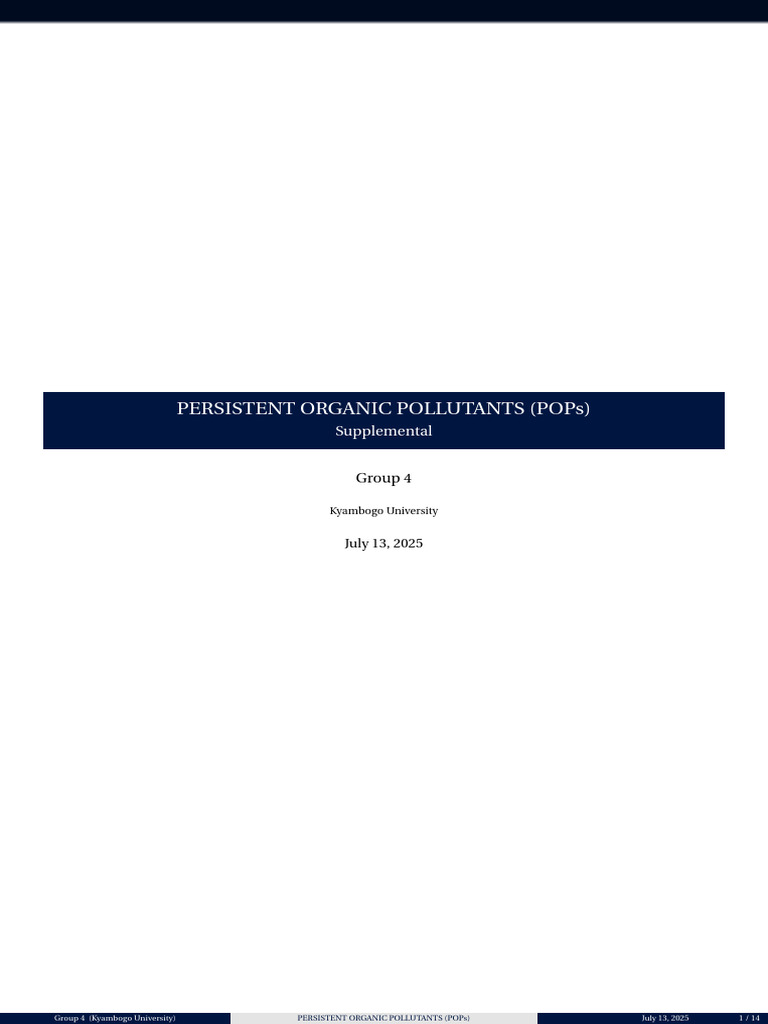 Persistent Organic Pollutants POPs | PDF | Soil | Ddt
