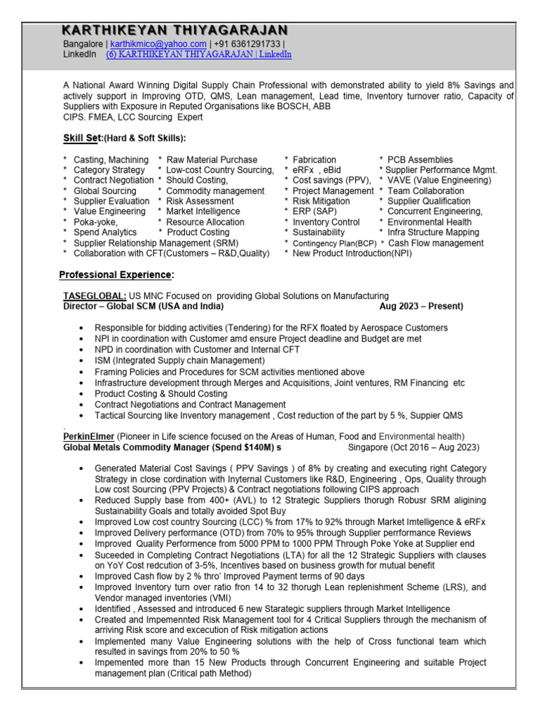 Naukri Thiyagarajankarthikeyan (20y 0m) | PDF | Supply Chain | Supply ...