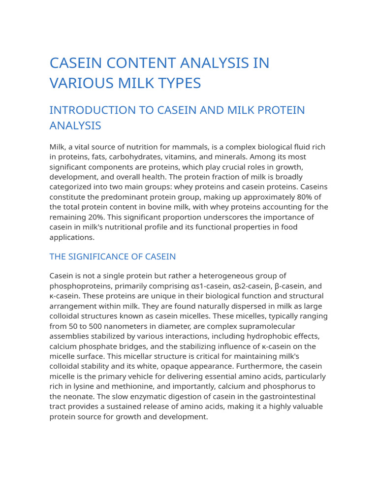 Casein Quantity in Milk Study | PDF | Polyacrylamide Gel ...