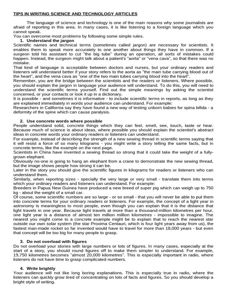 Tips in Writing Science and Technology Articles | PDF | Infection | Science
