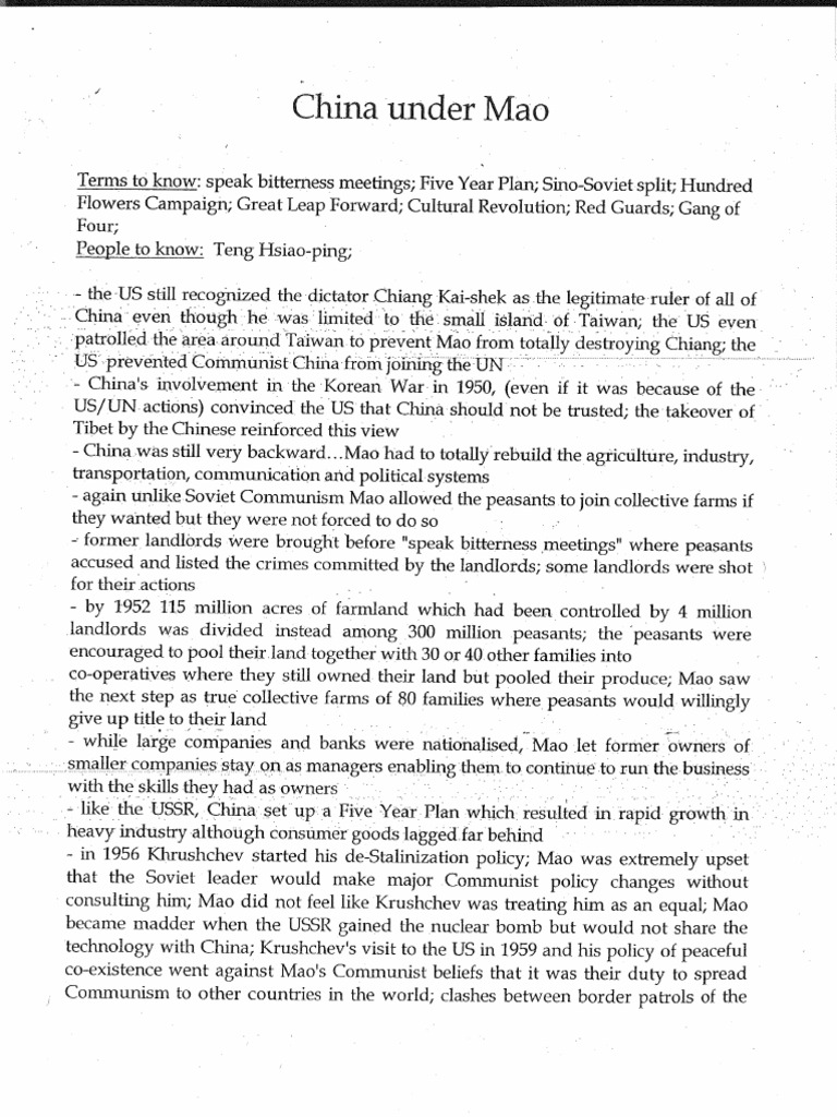 Notes-China Under Mao | PDF