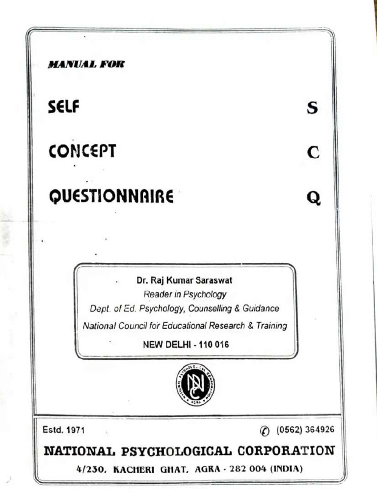 Manual Self Concept Questionnaire | PDF