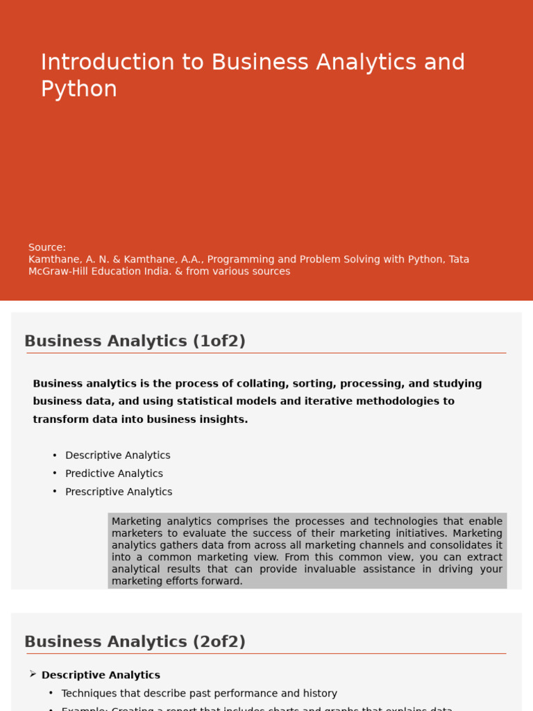 18thjuly - 1. Introduction To Business Analytics and Python | PDF ...