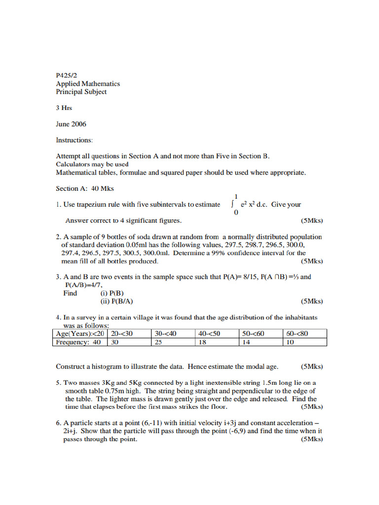 ALEVEL Math Pepr 2 Set 12 | PDF