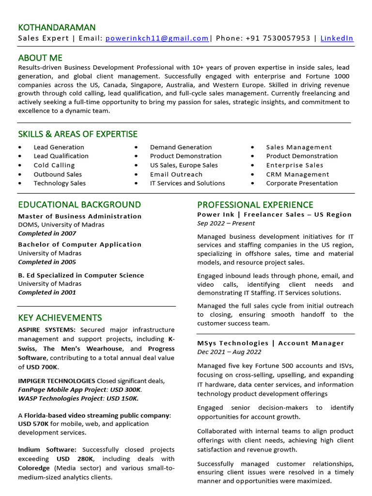 Naukri Kothandaraman (17y 0m) | PDF | Customer Relationship Management | Sales