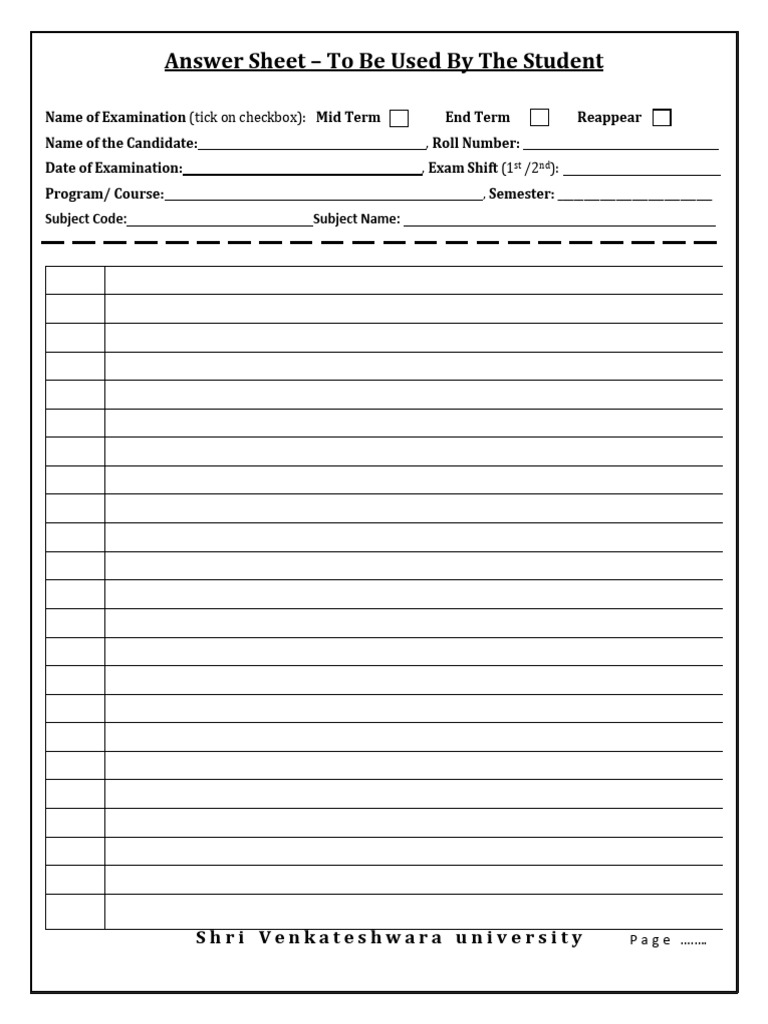 Answer Sheet To Be Used by The Student | PDF | Engineering | Electronic ...