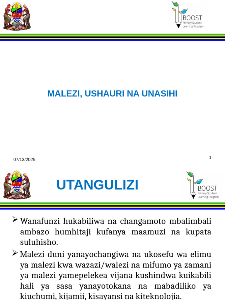 Malezi, Ushauri Na Unasihi | PDF