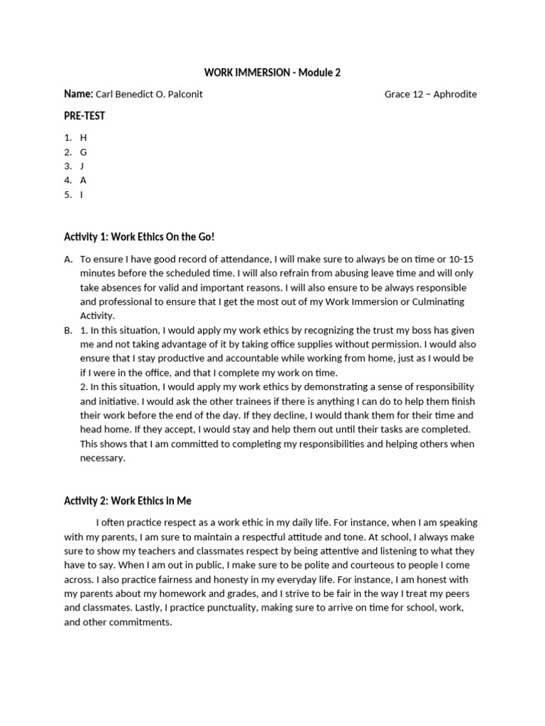 Work Immersion Mod2 | PDF