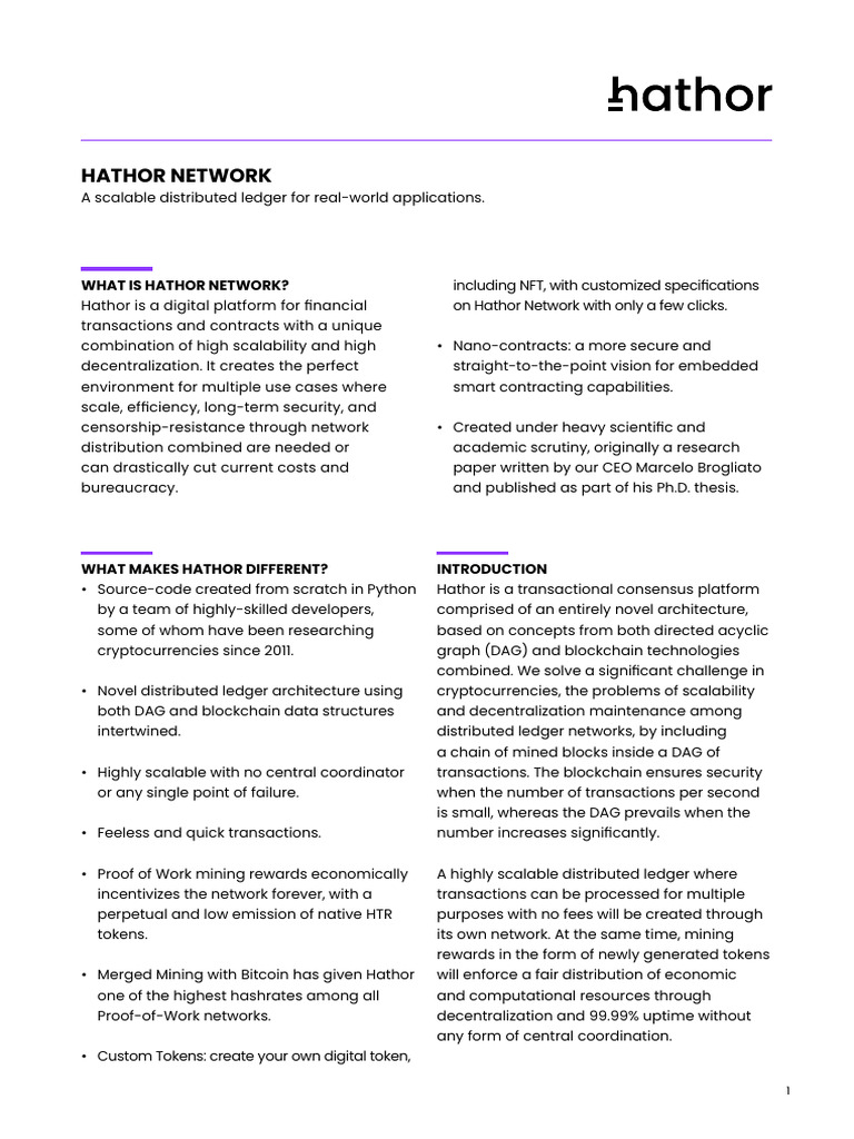 Hathor+Network Executive+Summary | PDF | Cryptocurrency | Bitcoin