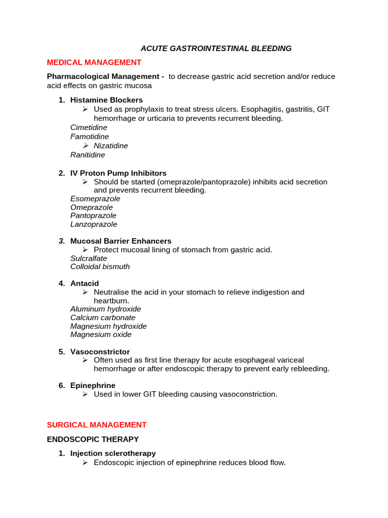Acute Gastrointestinal Bleeding Management | PDF