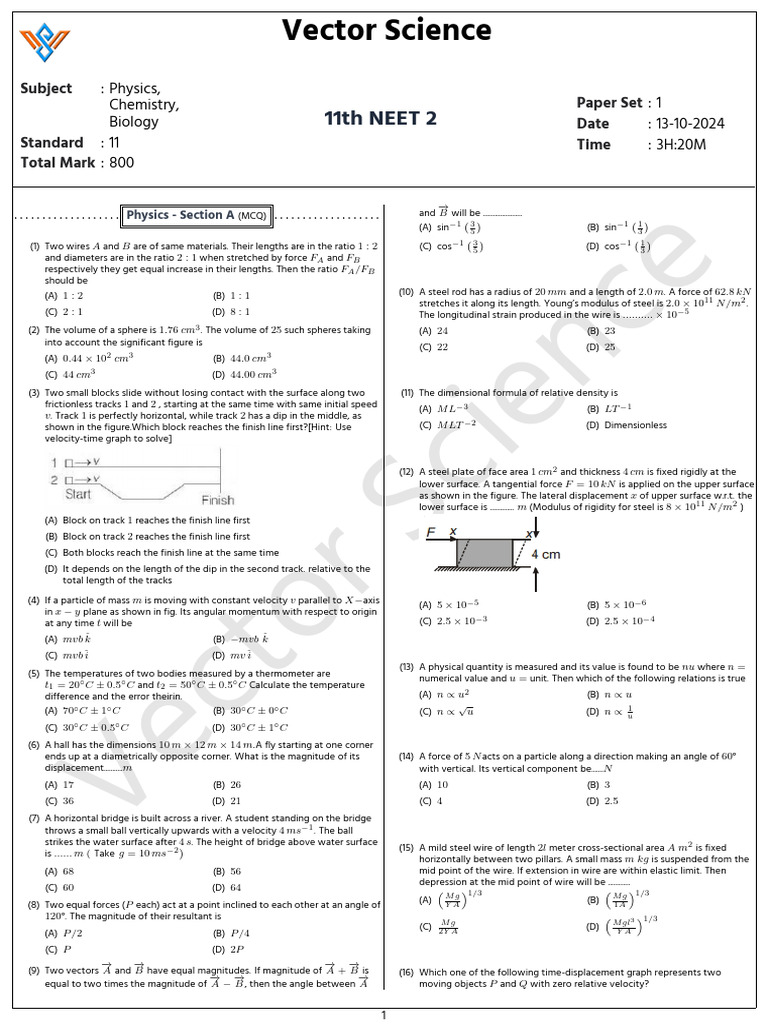 11th NEET 2 | PDF | Acceleration | Force