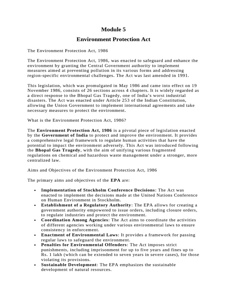 Environment Protection Act 1986 Overview | PDF | Pollution | Water ...
