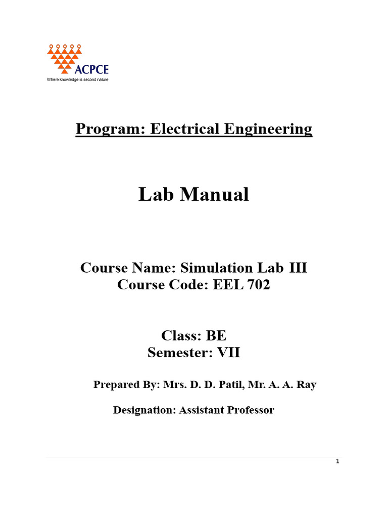 Simulation Lab-III-Lab Manual | PDF | Electric Power | Manufactured Goods