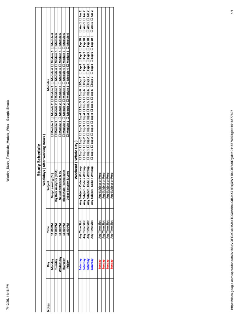 Timetable | PDF