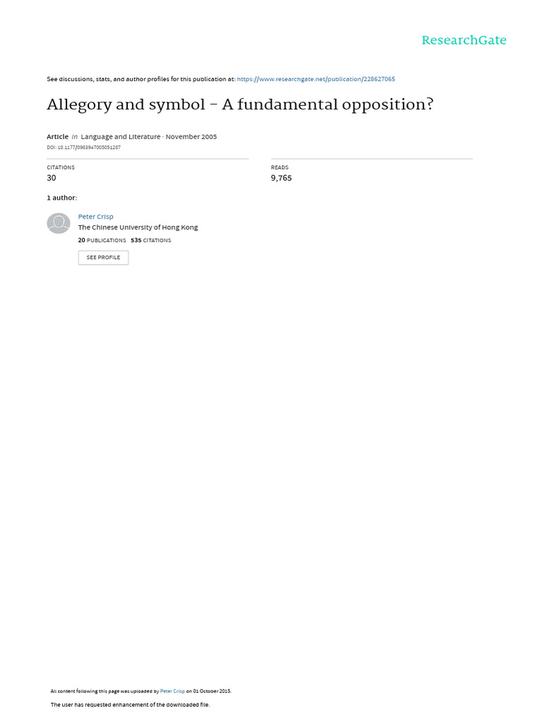 Allegory vs. Symbol: A Critical Analysis | PDF | Allegory
