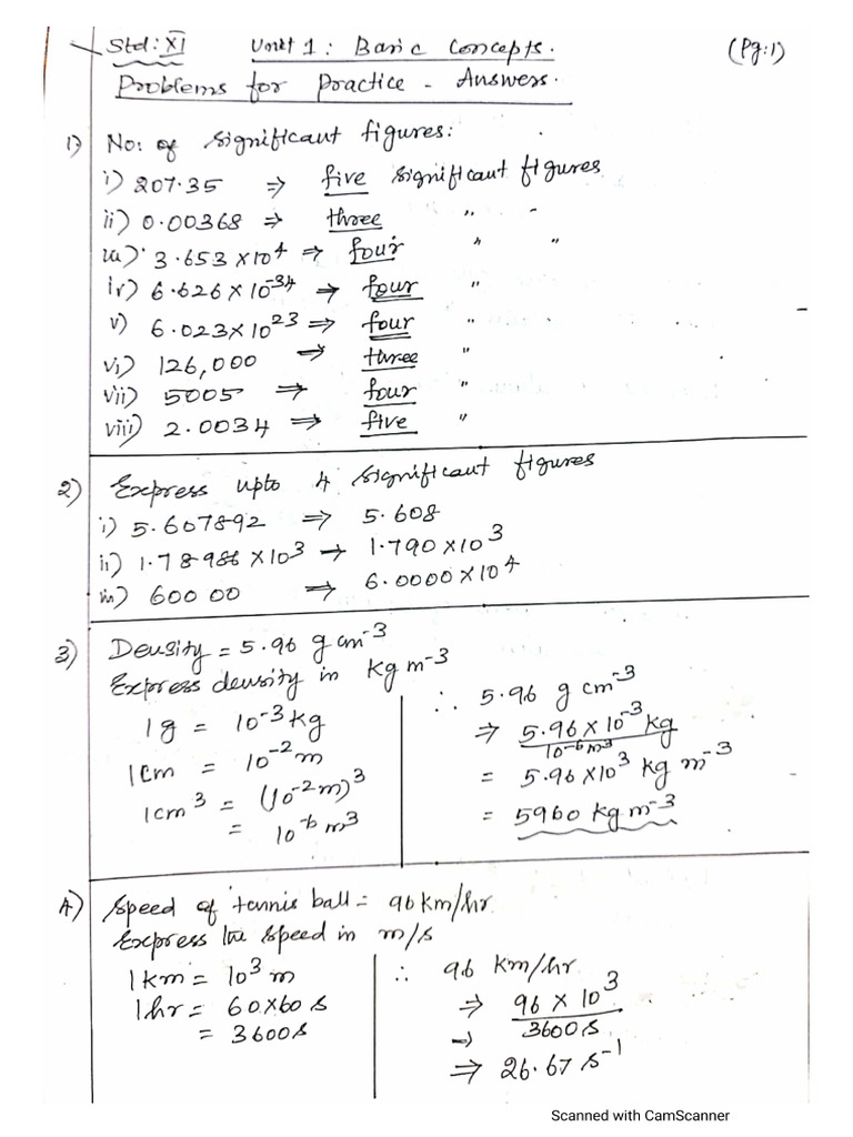 Unit 1 Problems For Practice - Answers | PDF