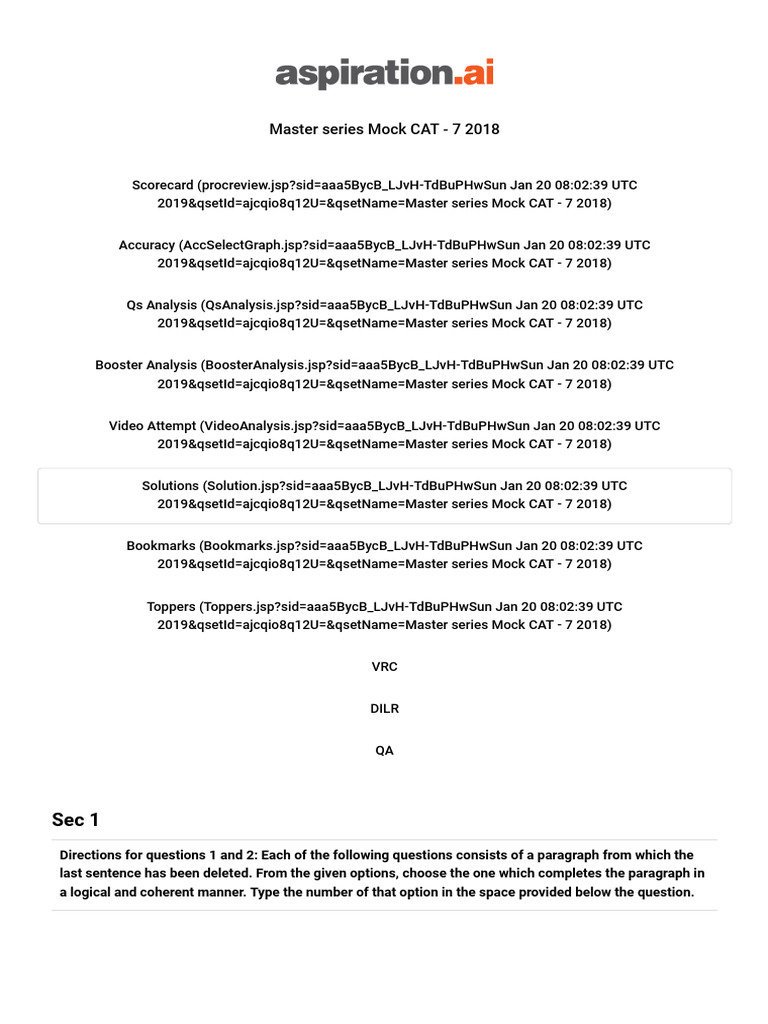 Master Series Mock Cat 7 | PDF | Stress (Biology) | Mental Health