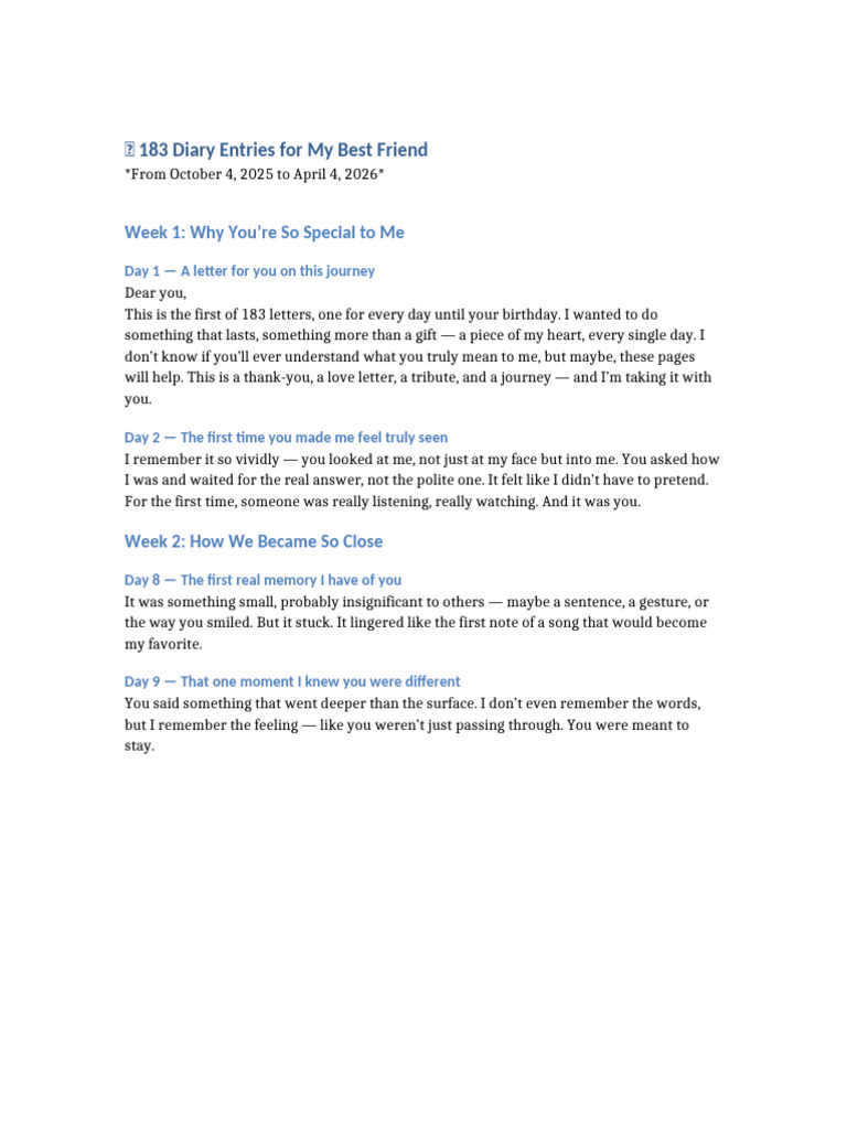 183 Letters to My Best Friend | PDF