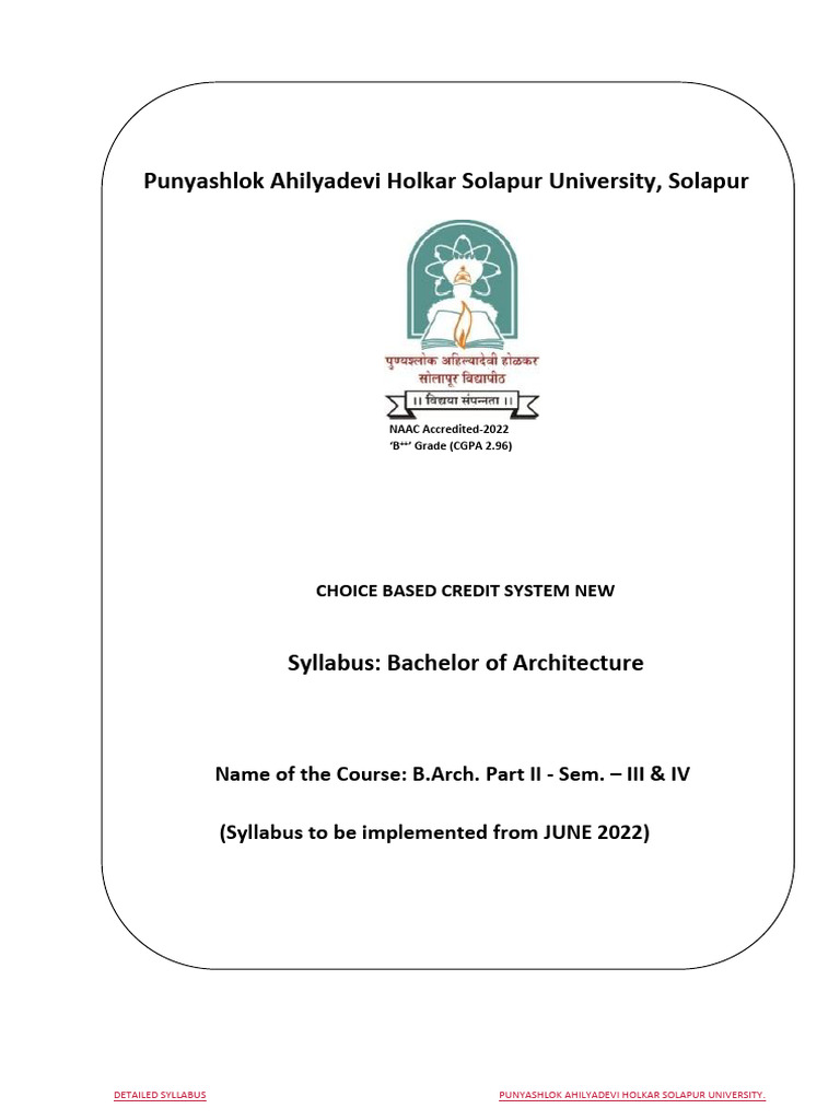 Barch Sem III and IV 19722 | PDF | Course Credit | Educational Stages