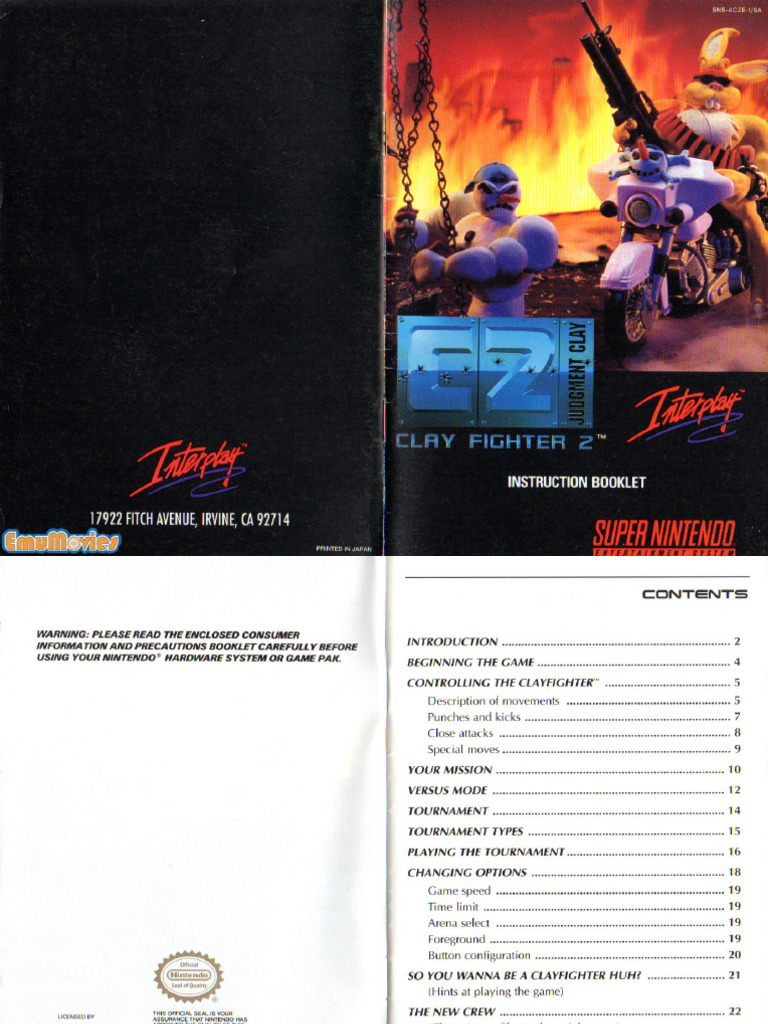 Clay Fighter 2 - Judgement Clay - Manual | PDF