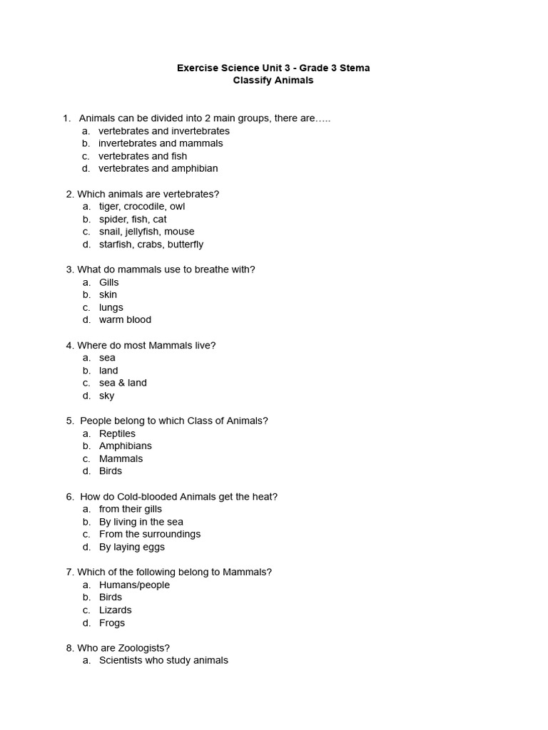 Classifying Animals for Grade 3 | PDF | Egg | Reptile