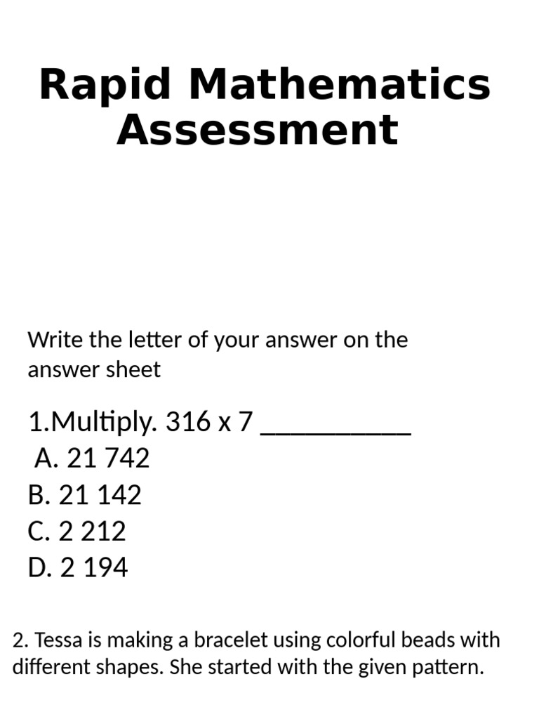Rapid Mathematics Assessment | PDF | Mathematics